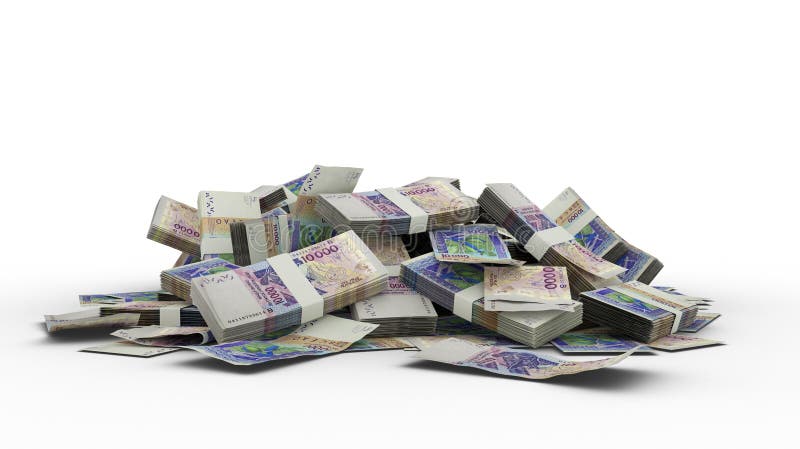 3d Stack of 10000 West African CFA Notes Isolated on White Background ...