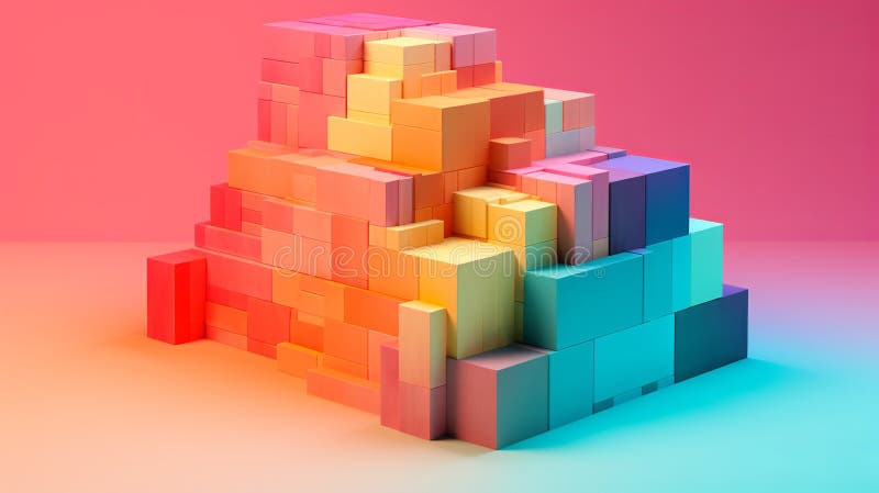 3d Stacked Cubes Colored Generative AI Stock Illustration ...