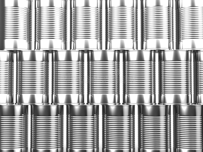3d Stacked tin cans stock illustration. Illustration of chrome - 42052021