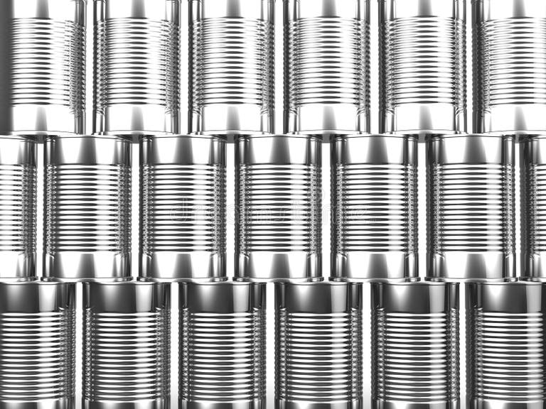 3d Stacked tin cans stock illustration. Illustration of chrome - 42052021