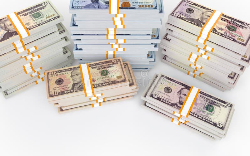 3d stacks of dollar money stock illustration. Illustration of stacks ...