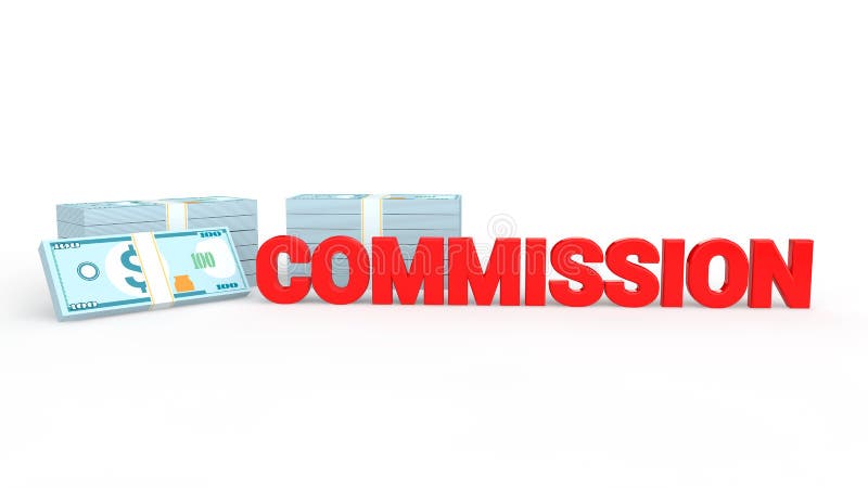 3D Stacks of Money and Word `Commission` Stock Illustration ...