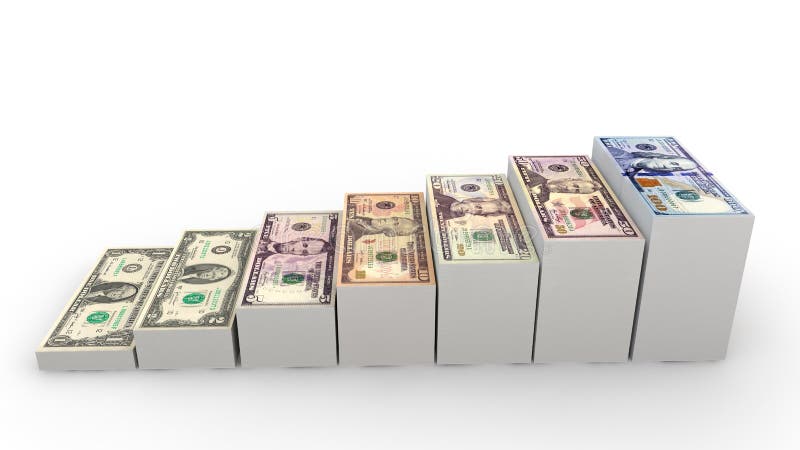 3d Stacks of US Dollar Notes Stock Illustration - Illustration of paper ...