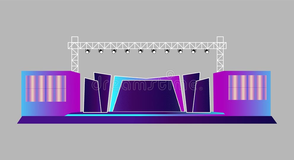 Events Stage Design 2d Illustration Stock Vector - Illustration of ...