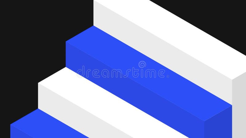 3D Staircase Animation in Blue and White on Black Background ...