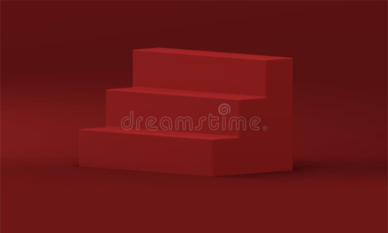 3d Staircase Red Level Podium Climbing Construction with Steps ...