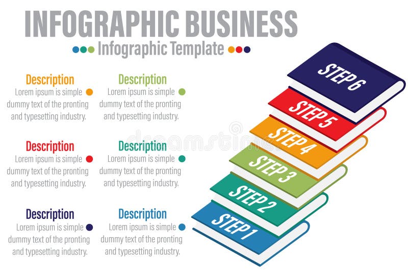 Business Process Infographic Template. 3D Shape Design with Six 6 Steps ...