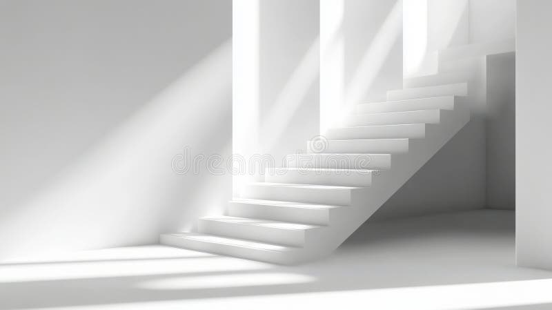 3D Stairs Illuminated with Sharp Shadows, Rhythmic and Geometric Design ...