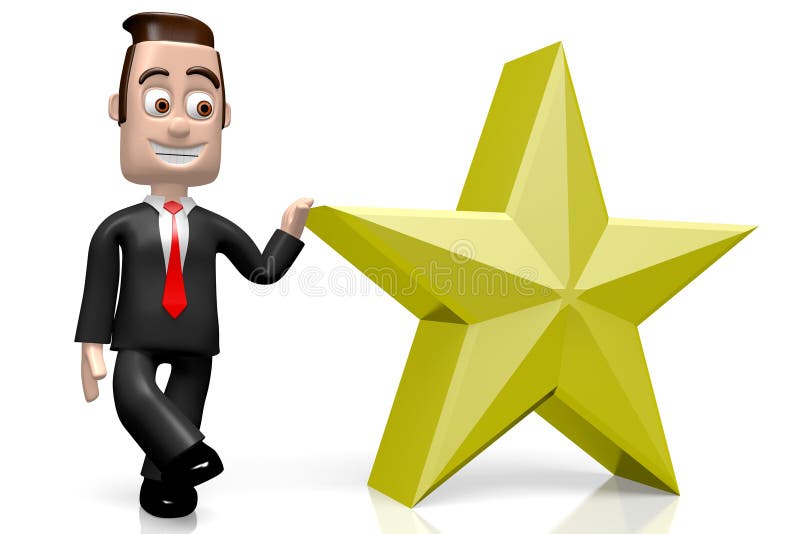 3D Star Human Cartoon Character Stock Illustration - Illustration of ...