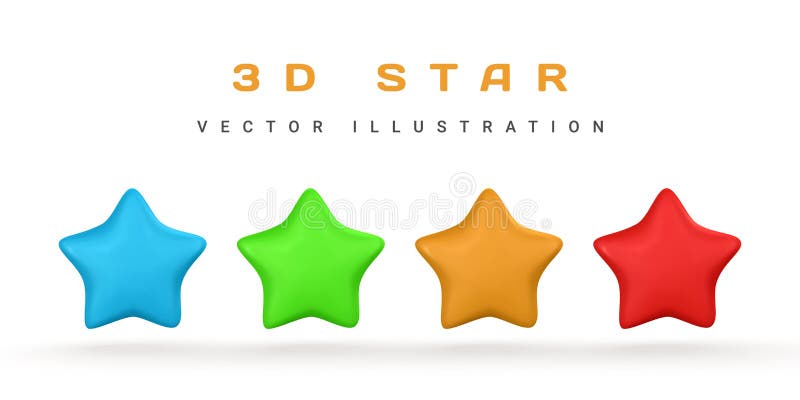 3d Star. Customer Rating Feedback Concept in Cartoon Minimal Style ...