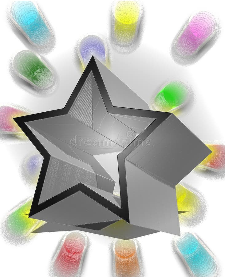 3d Star with Multiple Color Around it Stock Illustration - Illustration ...