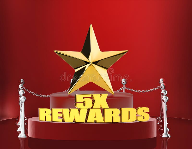 3d Star and 5x Rewards Podium Stock Illustration - Illustration of ...
