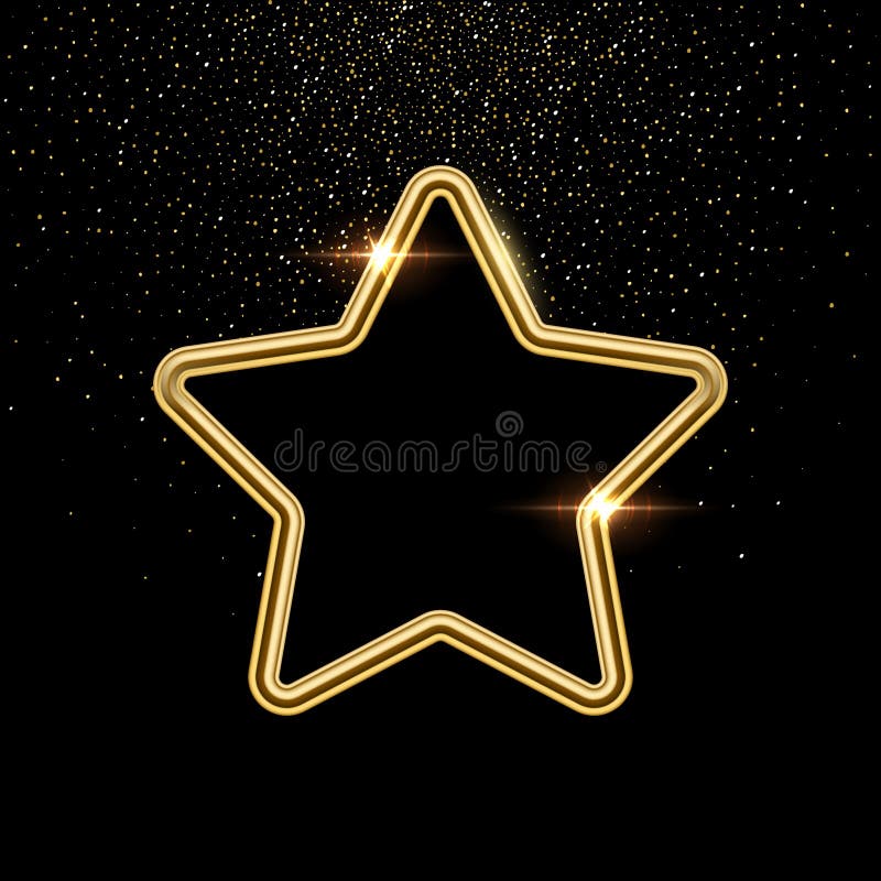 3d Star Shape with Golden Frame Vector Illustration. Realistic Isolated ...