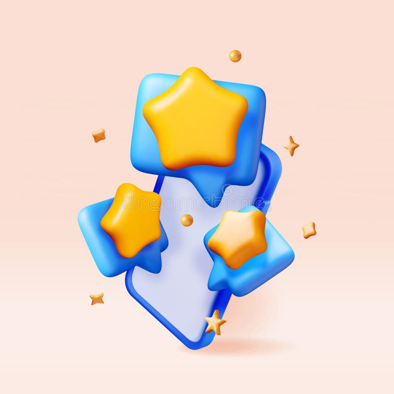 3D Star Shaped Speech Bubbles on Smartphone Stock Vector - Illustration ...