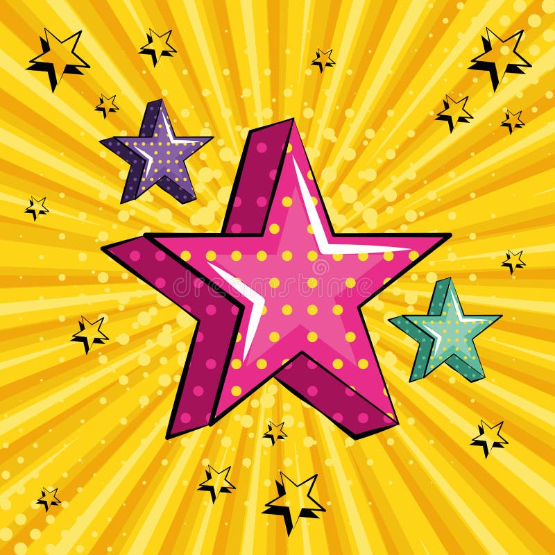 3d Star Shapes with Halftone Effects Comic Page Vector Stock Vector ...