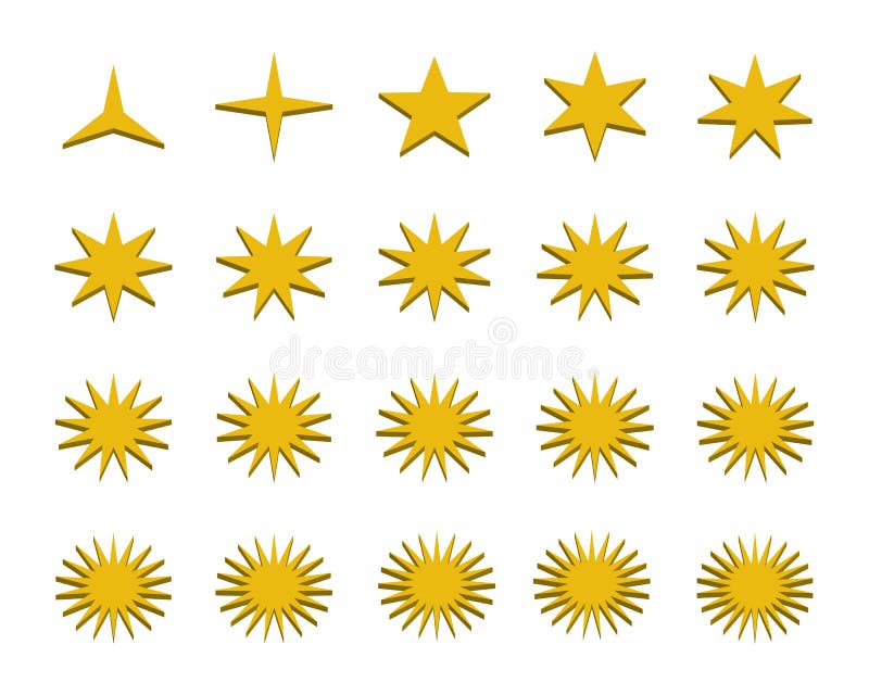 3d Star Vector Collection for Illustration Stock Vector - Illustration ...