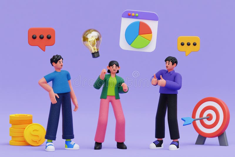 3D Startup Business Team Work Strategy Stock Illustration ...