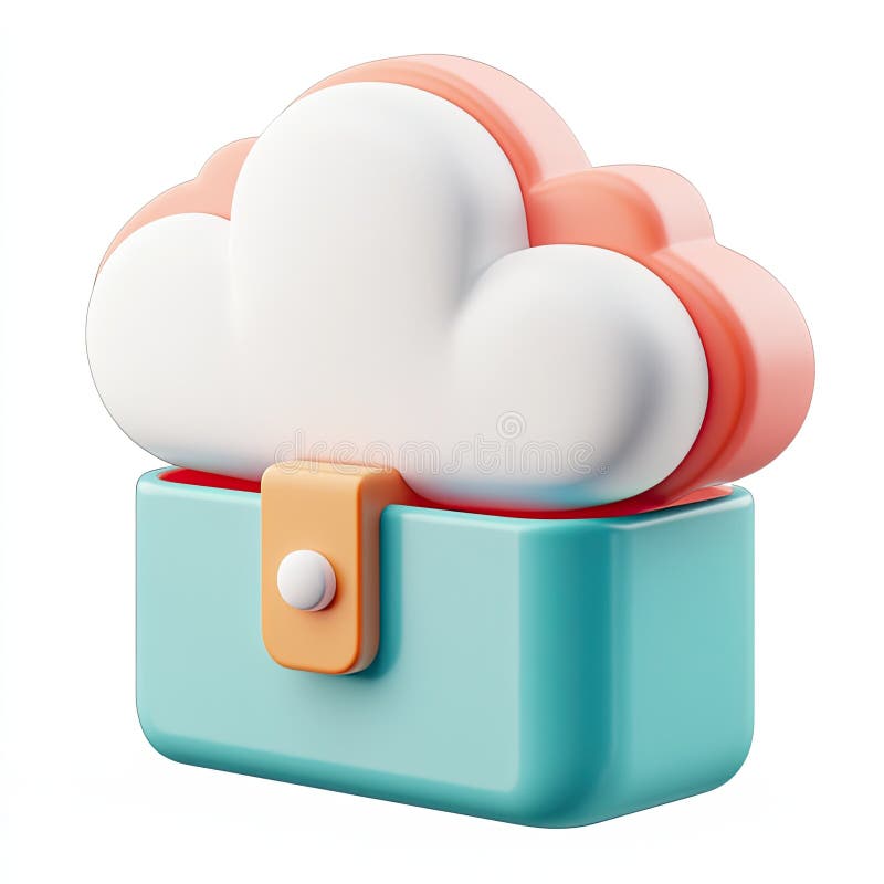 3D Startup Cloud Storage Icon in a Cute Blind Box, Innovative Design Stock Illustration ...
