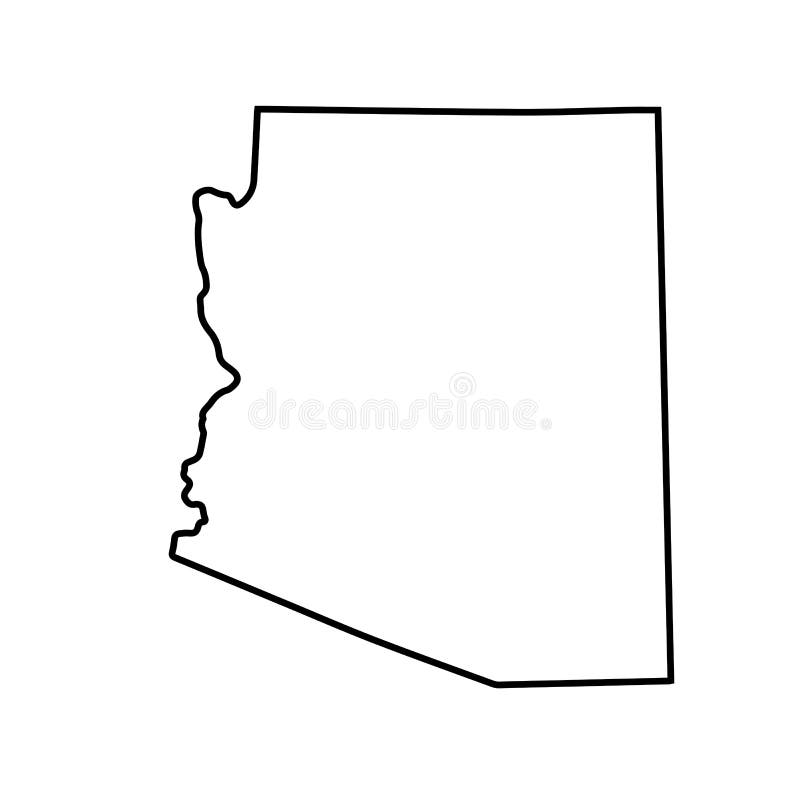 Arizona Outline Map State Shape USA America Borders Stock Vector ...