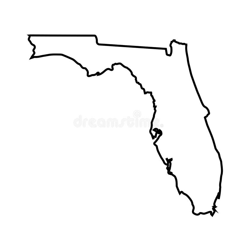 2D State of Florida Outline Map on White Background Stock Illustration ...