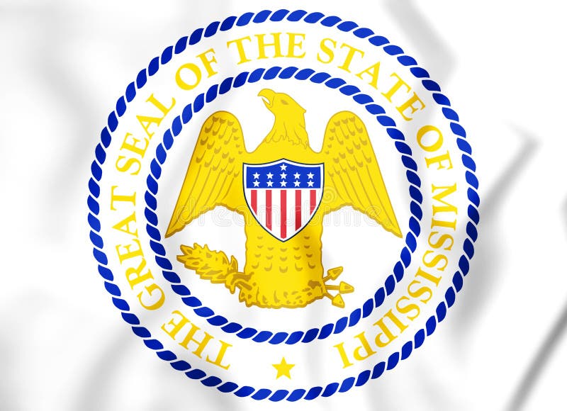 3D State Seal of Mississippi 1879-2014, USA. Stock Illustration ...