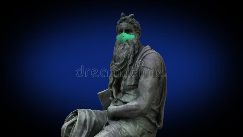 Moses Head Statue with Medical Mask Stock Video - Video of mask ...