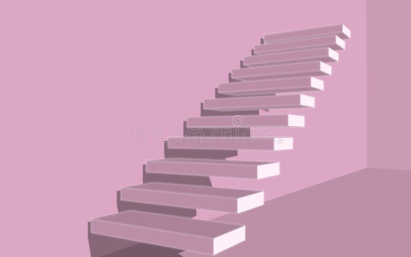 3D Steps with Shadow. Ladder on a Pink Background Stock Vector ...