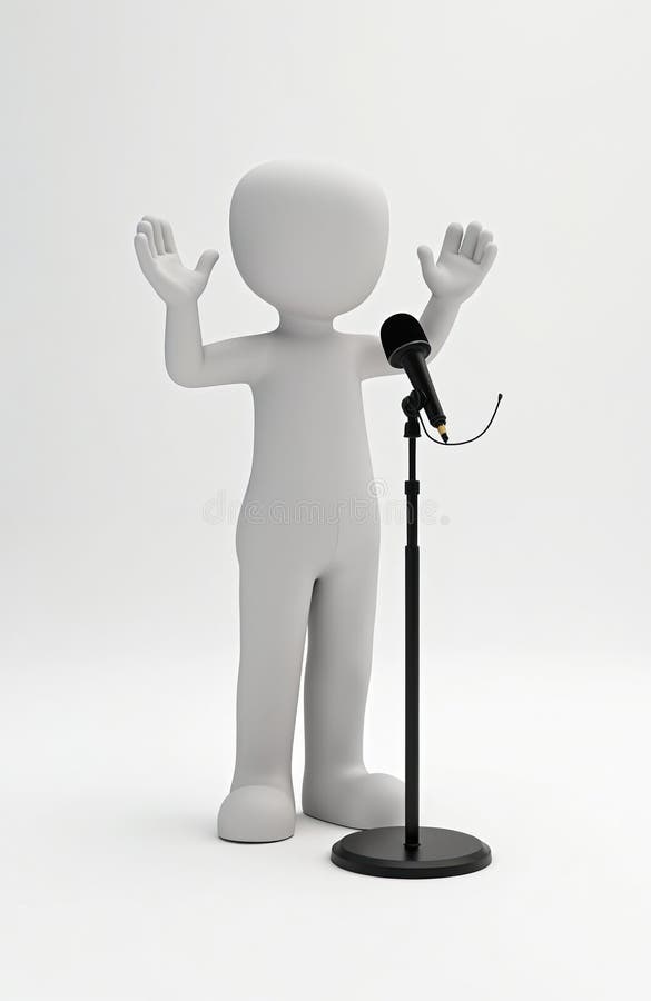 3D Stick Figure Confident Public Speaker Addressing Audience with ...