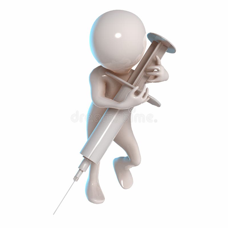3D Stickman with a syringe stock illustration. Illustration of funny ...