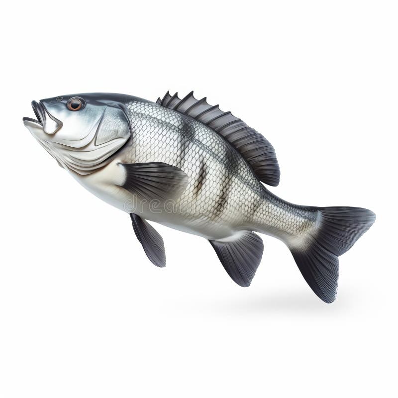 3d Sticker of Sea Bass - Full Body on White Background Stock ...
