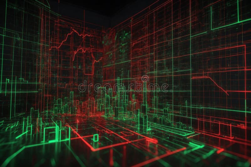 3D Stock Diagram in Green and Red for Stock Movements Stock Image ...