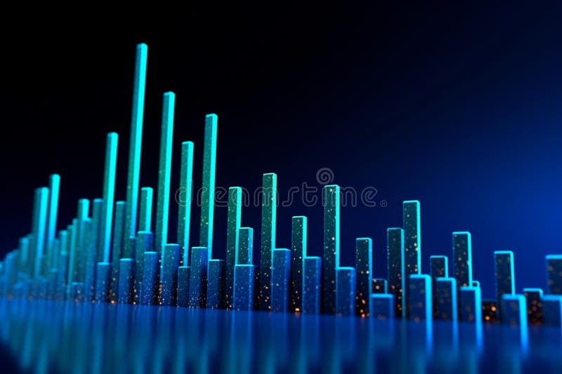 3D Stock Graph Rising on Blue Backdrop Stock Illustration ...