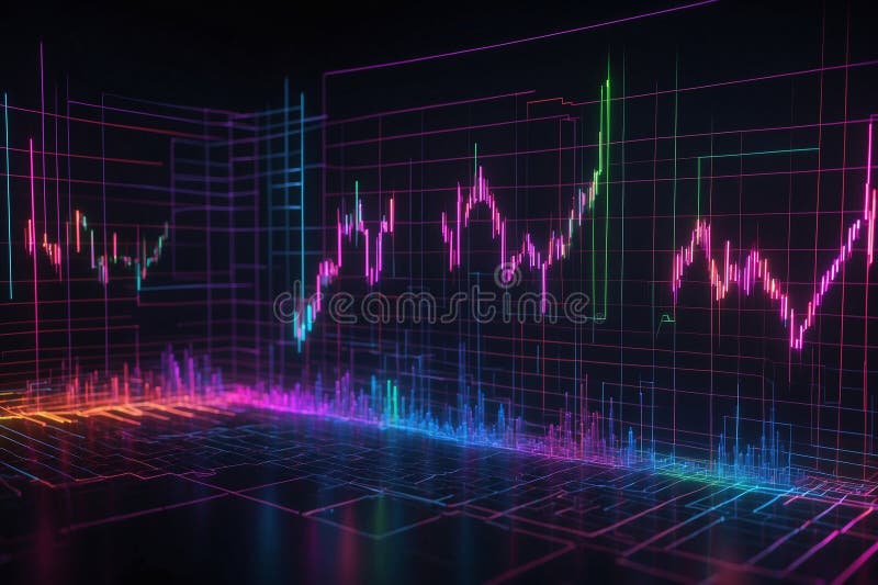 3d Stock Movement Chart Glowing Neon Colors Stock Photos - Free ...