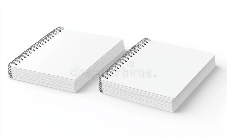 A 3D Stock Render of a Notebook Stack with a Spiral Binder, Featuring ...