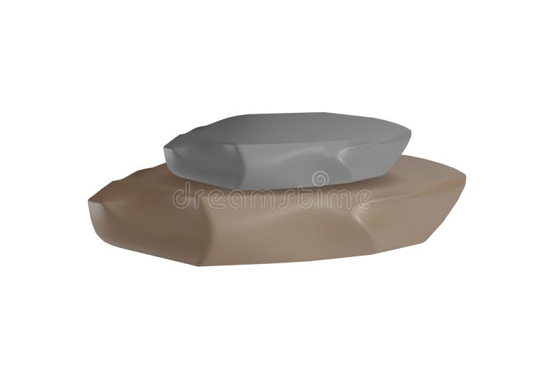 3D Stone Podium Vector, Brown and Grey Rock Stack Stand for Product ...