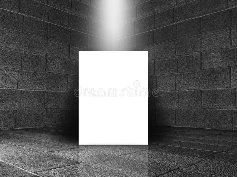 3D Stone Room Interior with Blank Canvas Stock Illustration ...