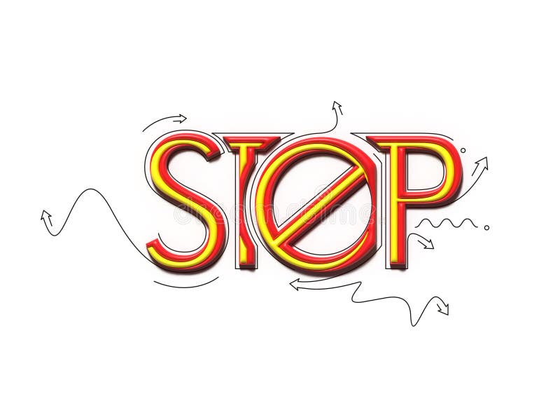 3D Stop Lettering Typographical Stock Illustration - Illustration of ...