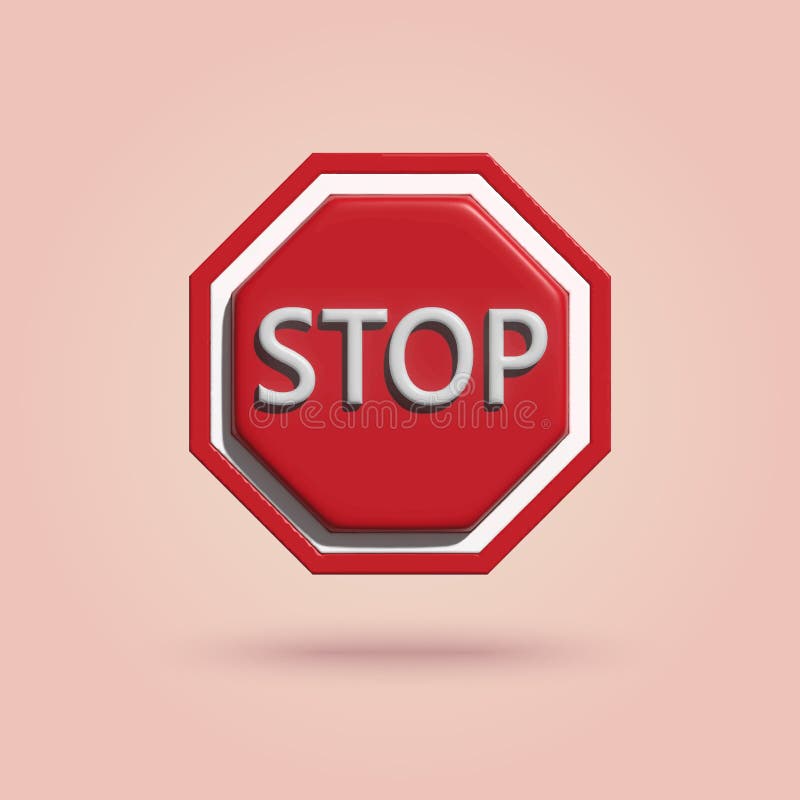 3d Stop Sign with Soft Shadow. Vector Stock Vector - Illustration of ...