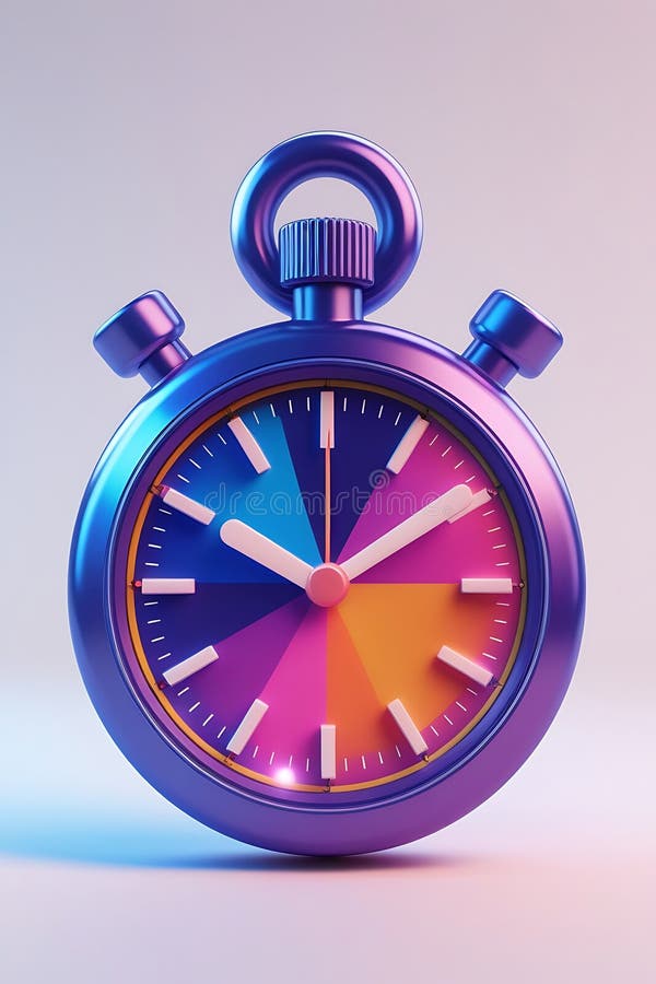 3D Stopwatch Icon with Soft Round Body and Top Button Stock Illustration - Illustration of clock ...