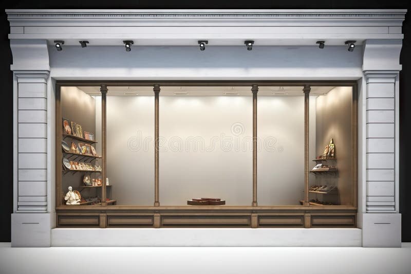 3d Store Front with Big Windows Stock Illustration - Illustration of ...