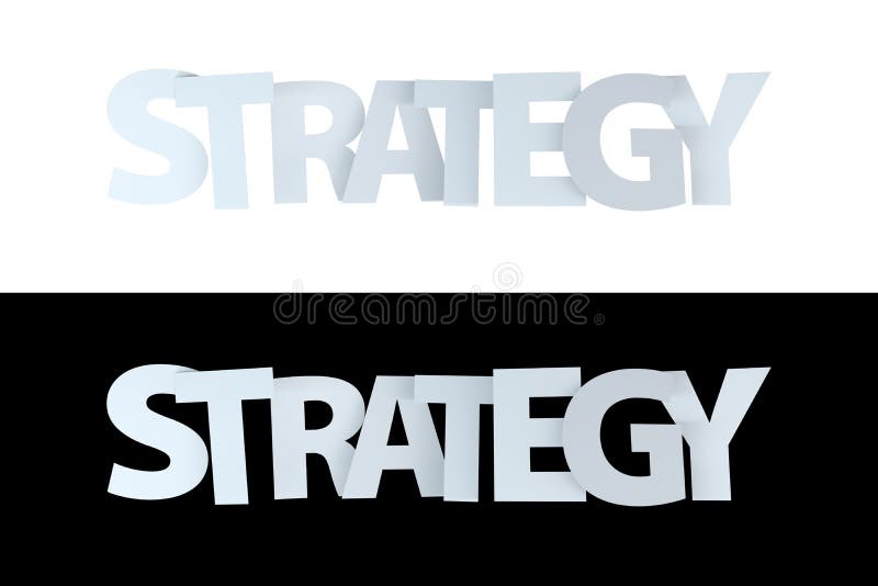 3D Strategy Text on White and Black Version Stock Illustration ...