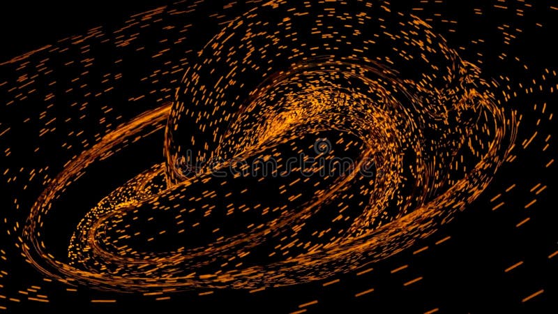 3D Stream of Particles Rotating in Spiral. Design. Colored Particles ...