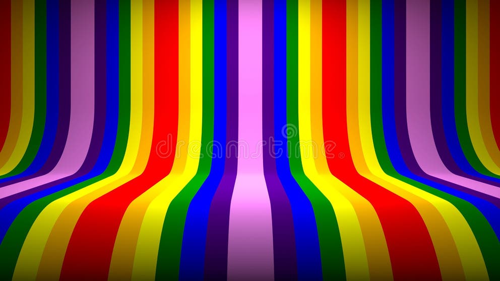 3D Striped Rainbow Studio Backdrop with Empty Copy Space Stock ...