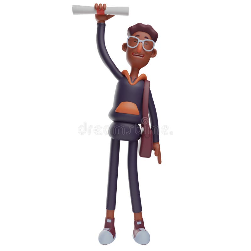 3D Student Cartoon Picture with a Happy Face Stock Illustration ...