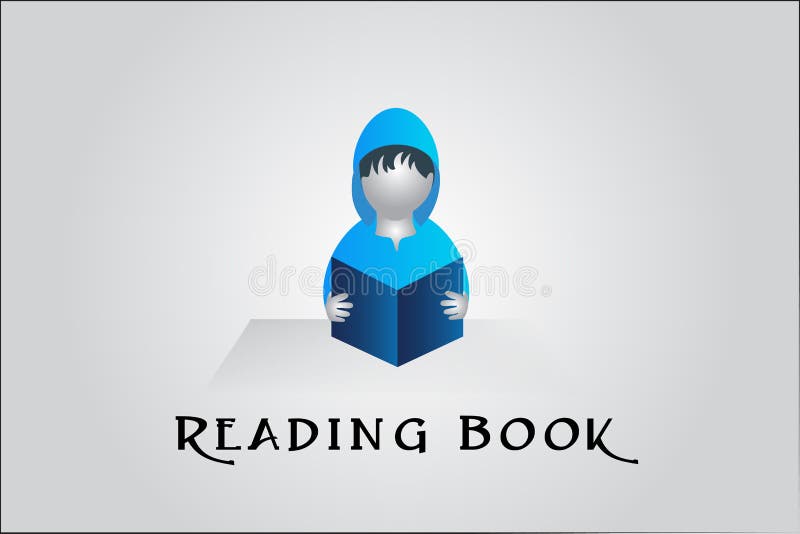 3D Student Reading a Book Vector Illustration Logo Stock Vector ...