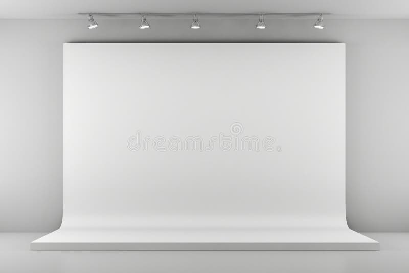 3d Studio Setup with Lights and White Background Stock Illustration ...