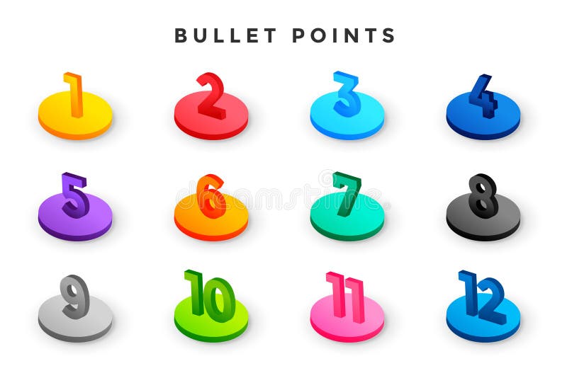 Bullet Points Numbers Set in Half Circle Style Stock Vector ...