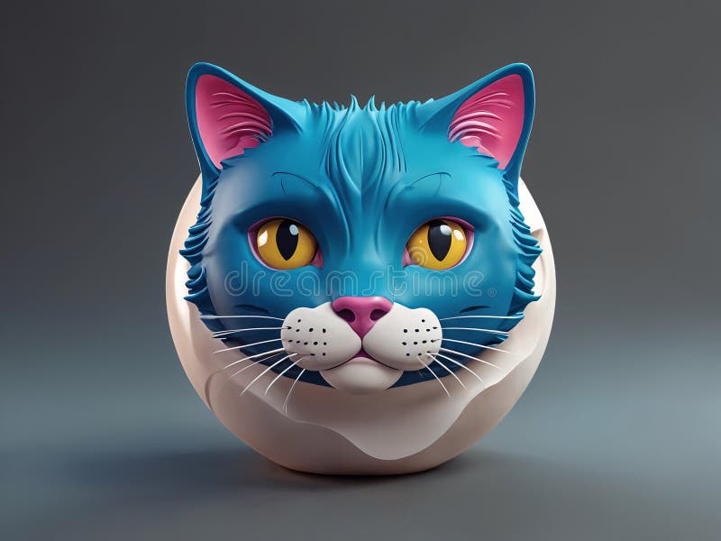A 3D Style Cat, Circular Fluid Rounded Shapes - Generated by Ai Stock ...