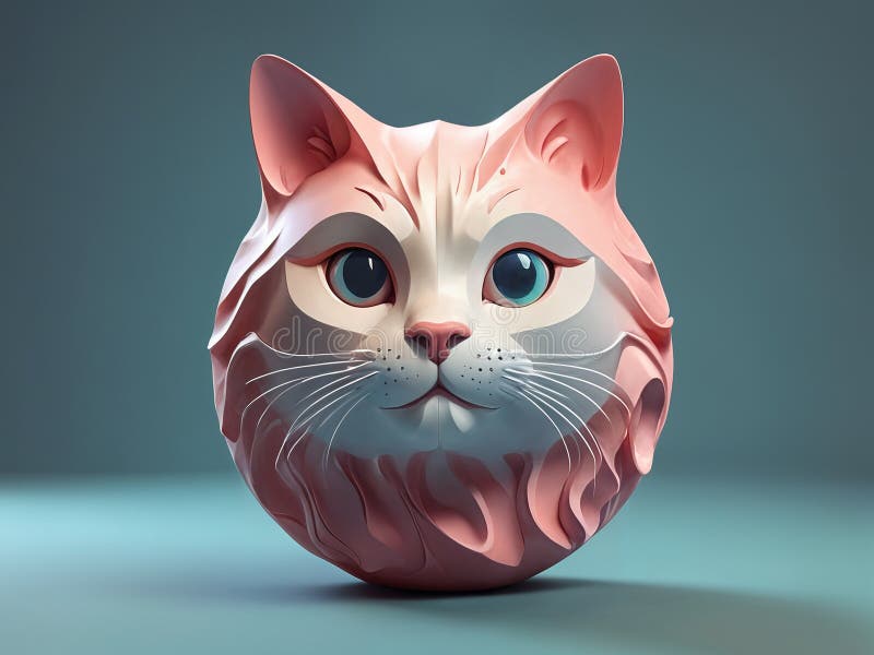 A 3D Style Cat, Circular Fluid Rounded Shapes - Generated by Ai Stock ...