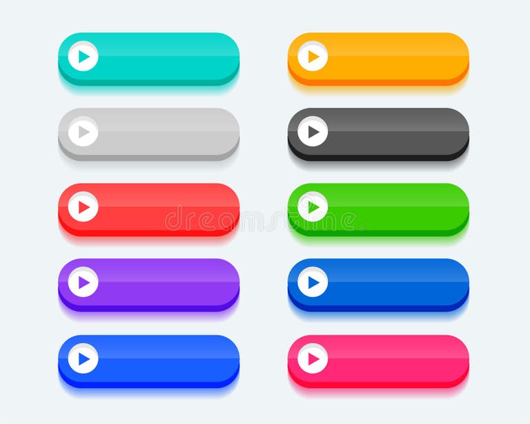 3d Style Colorful Web App Button Sign in Collection Stock Vector ...